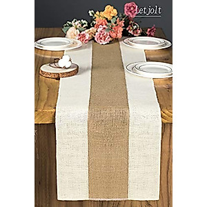 Burlap Table Runner Rustic Table Runner Farmhouse Table Decor Macrame Table Runner Jute Woven Fabric, Light Colour Edge 12x72 Inches