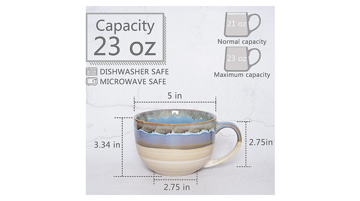 Bosmarlin Jumbo Coffee Mug Set - 23 Oz, Durable & Stylish