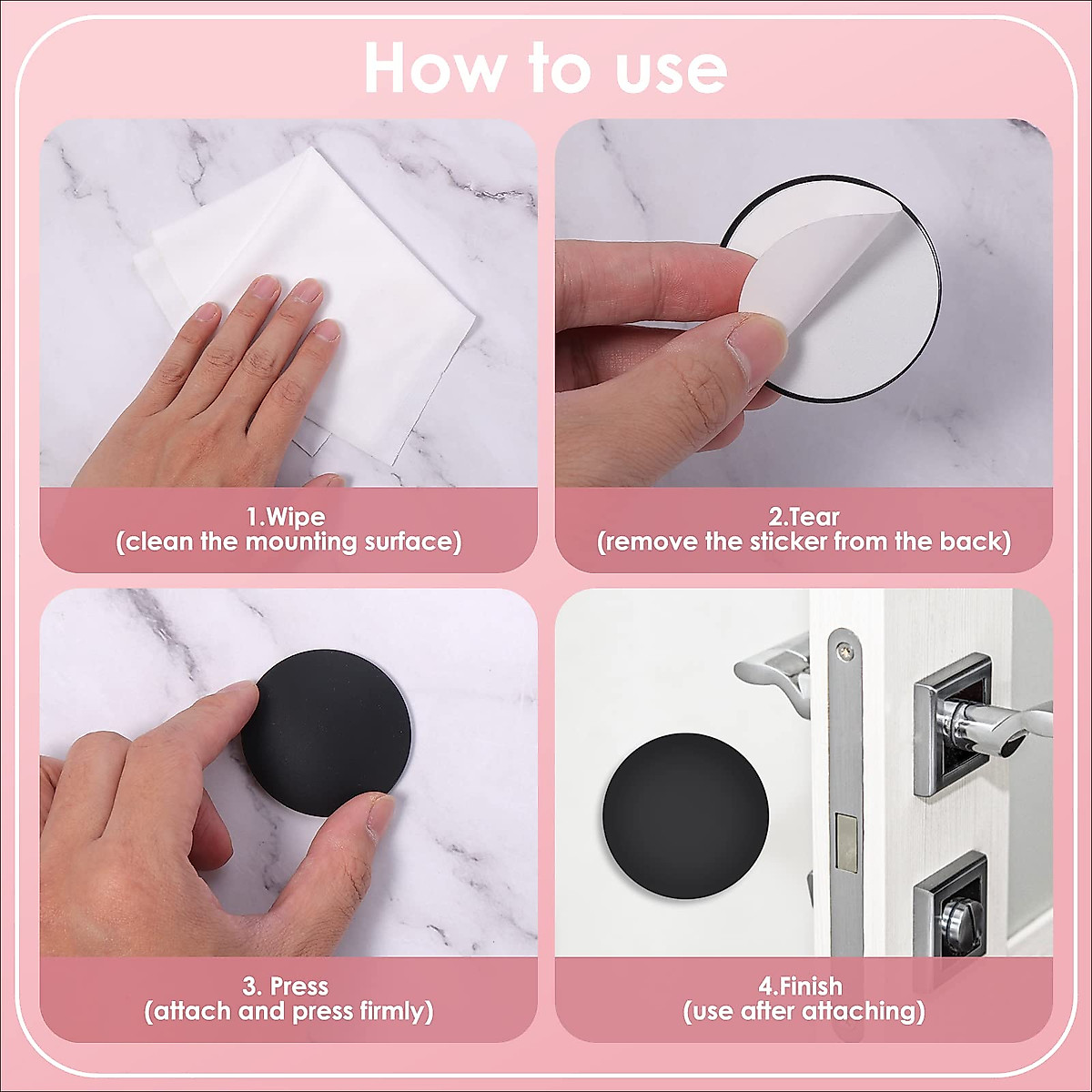 6PCS Door Stoppers Wall Protector Door Handle Bumper Door Knob Bumper Cover Door Stopper Self-Adhesive Silencer for Cabinet Furniture Home Office Glass Table Door Protectors