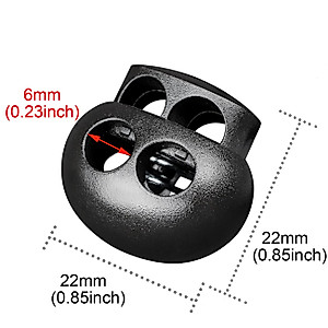 DYZD Plastic Cord Lock End Toggle Double Hole Spring Stopper Fastener Slider Toggles End (Black,10 PCS)