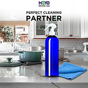 MoYo Natural Labs 8 oz Spray Bottles, Boston Round Trigger Sprayer Empty Travel Containers, BPA Free PET Plastic for Essential Oils and Liquids/Cosmetics (Pack of 12, Amber)