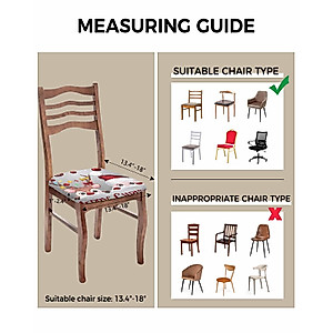 Santa Claus Chair Seat Covers for Dining Room Stretch Chair Seat Covers Set of 6, Chair Seat Protector Cushion Slipcovers for Kitchen Restaurant Office Red Grey Christmas Elk Ball Pine Silver