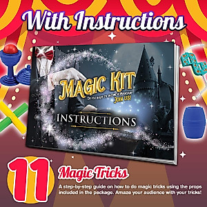 GraceDuck Magic Tricks Kit for Kids - Dress Up & Pretend Play Magician Dress Up Fun Stuff Outdoor Indoor Games for Boys Girls Toddlers Ages 5 6 7 8 9 10 11 12 Years Old