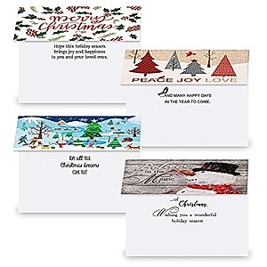 Classic Christmas Card Assortments - Holiday Greeting Cards, Set of 32, Large 5" x 7", Sentiments Inside, Envelopes Included