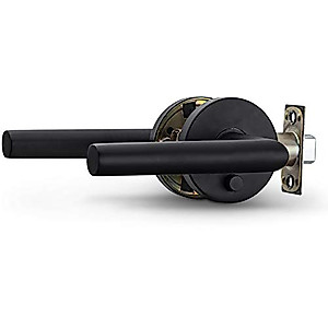 Berlin Modisch Privacy Lever Door Handle Sleek Round Easy to Open Locking Lever Set [for Bedroom or Bathroom] Reversible for Right & Left Sided Doors Heavy Duty - Iron Black Finish