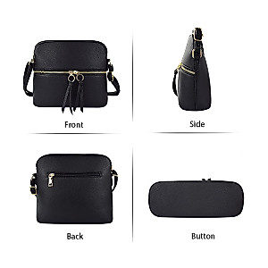 LA DEARCHUU Leather Crossbody Bag for Women Crossbody Purse, Messenger Crossbody with Buckle, Crossbody Handbag Shoulder Bags, Black