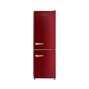 iio Retro Refrigerator With Bottom Freezer - Full Size 24 Inch Wide 11 Cu Ft - Frost Free, Fast Cool, 360° Multiflow Cooling, Space Saving, Environmentally Friendly (Right Hinge, Wine Red)