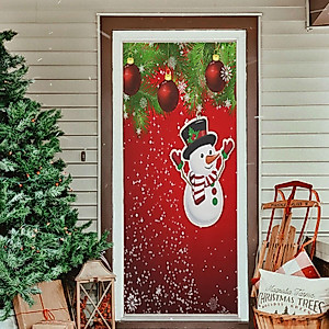 Wajiw Christmas Balls Door Cover Washable High Elastic Fabric Front Door Cover for Festive Party Home Decor,36x83Inch