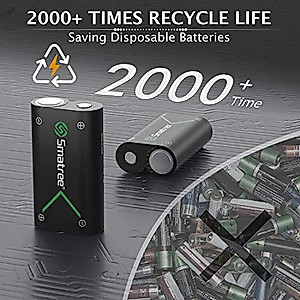Smatree Controller Battery Compatible for Xbox Series X|S/Xbox One/Xbox One S/Xbox One X/Xbox One Elite Wireless Controller, 2 Pack Rechargeable Batteries with Charger(Patent Protection)