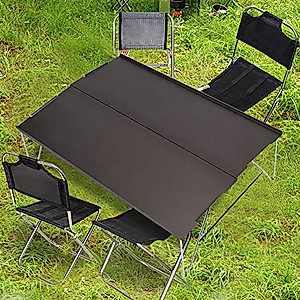 FECAMOS Hiking Table, Aluminium Alloy Picnic Table Portable for Hiking for BBQ for Families