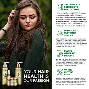 TruePure Hair Bundle - Caffeine Shampoo 8oz + Argan Oil Conditioner 8oz + Biotin Hair Growth Serum 2oz