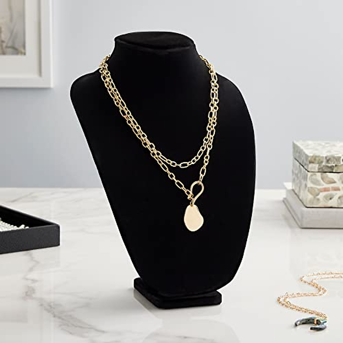 Darice 12”; Black Velvet 3D Necklace Stand by Bead Landing™