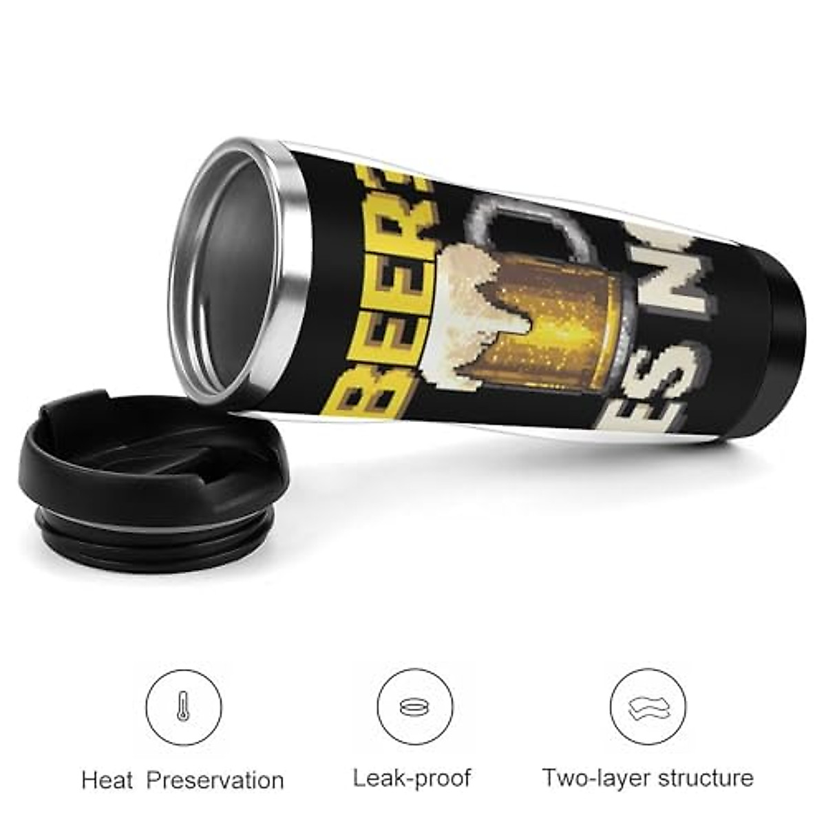 Beer Yes No Travel Coffee Mug Reusable Insulated Drinking Cup with Lid for Home Outdoor Works 13 Oz
