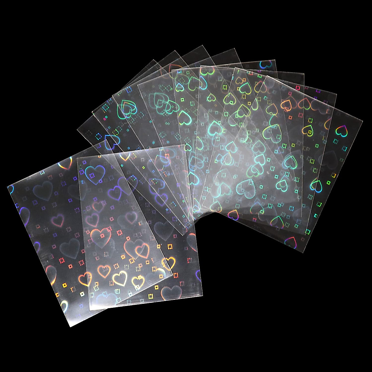 100ct Holographic Card Sleeves Trading Card for MTG&pkm Foil Card Protectors Standard Size Card Penny Sleeves (65x90mm one-Sided Heart)