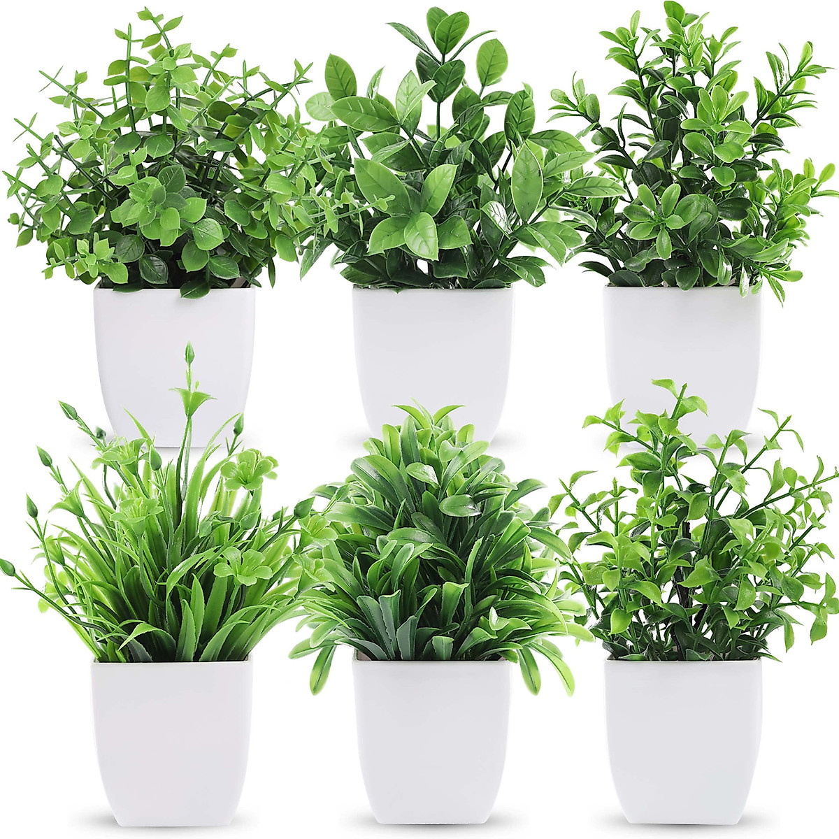 Der Rose 6 Pack Fake Plants Mini Artificial Plants for Home Office Farmhouse Bathroom Shelf Decor Indoor