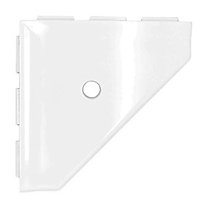 Questech Décor 8 Inch Corner Shower Shelf Bathroom Caddy, Lugged For New Construction, Corner Shower Shelf For Tiled Shower Walls, Corner Bathroom Shelf, 8 Inch Geo Lugged, Bright White Polished