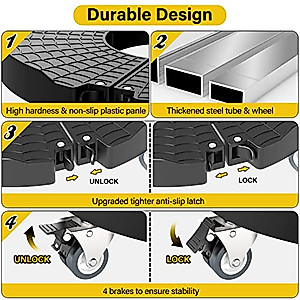 Goovilla Plant Stand with Wheels Heavy Duty, 1Pack Adjustable 15-22 Plant Caddy with Lockable Caster Wheels 440LBS, Rolling Plant Stand/Dolly/Roller for Indoor Outdoor Large Planter, Flower Pot,Black