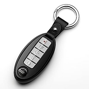 ZSPDACC Compatible with Nissan Key Fob Cover Altima Maxima Rogue Armada Pathfinder Compatible with Infiniti Key Fob Cover Black TPU Protector Car Key Chain Holder Case Accessories