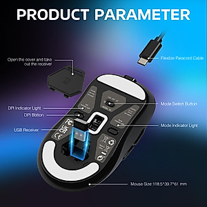 ATTACK SHARK X3 Wireless Gaming Mouse, 49g Ergonomic Computer Mouse, Triple Modes PAW3395 26K DPI Optical Sensor, 200h Battery Life, Programmable Buttons, Gaming Accessories for PC/Laptop/Mac (Black)
