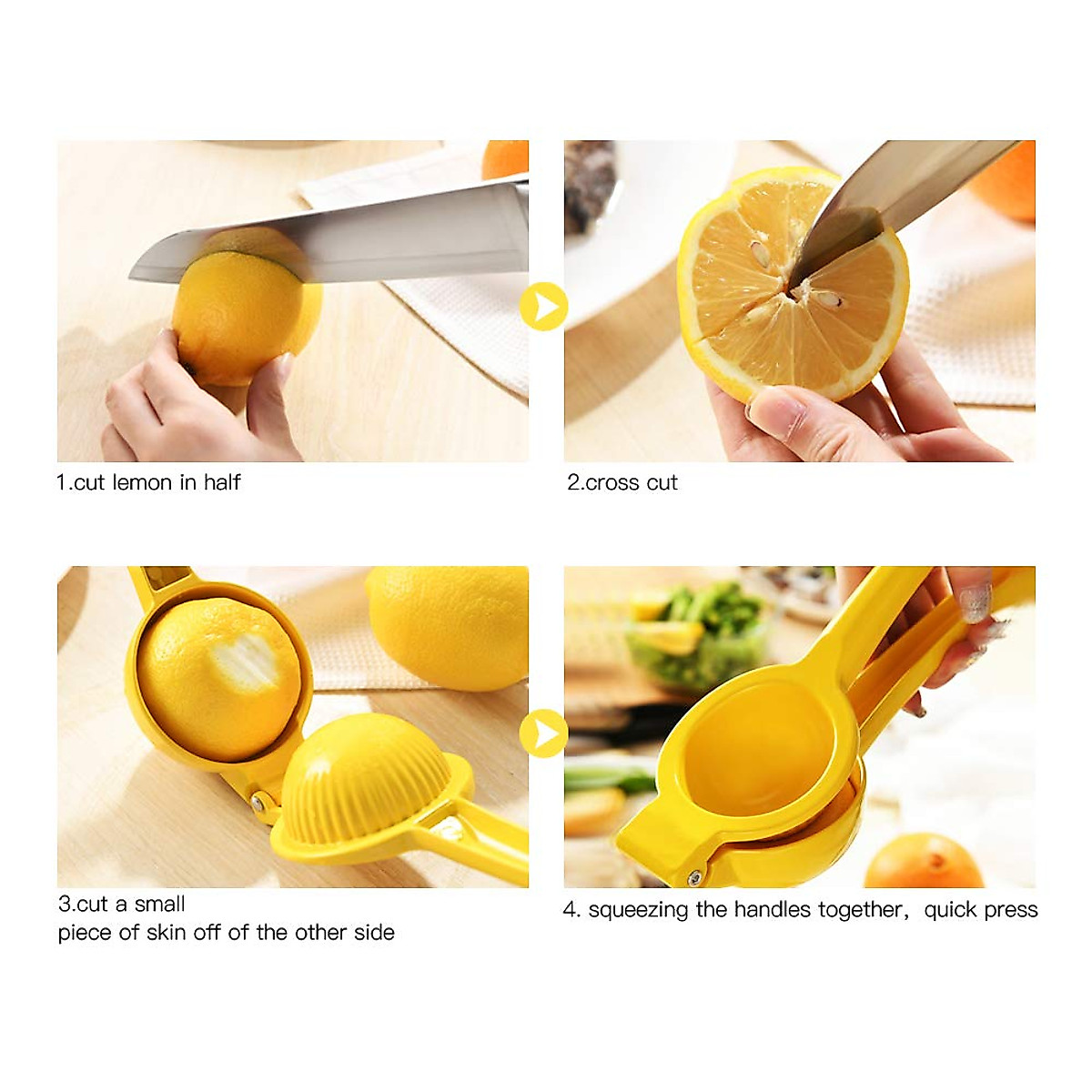 Manual Juicer Citrus Lemon Squeezer,Fruit Juicer Lime Press Metal,Professional Hand Juicer Kitchen Tool(yellow）