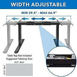 Mount-It! Dual Motor Electric Standing Desk Frame [Heavy Duty 275 lbs Capacity] Ergonomic, Adjustable Height, Sit Stand Base with Programmable Control Panel, Collision Sensor (Black)