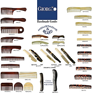 Giorgio G49 Large 5.75 Inch Hair Detangling Comb, Wide Teeth for Thick Curly Wavy Hair. Long Hair Detangler Comb For Wet and Dry. Handmade of Quality Cellulose, Saw-Cut, Hand Polished, Tortoise Shell
