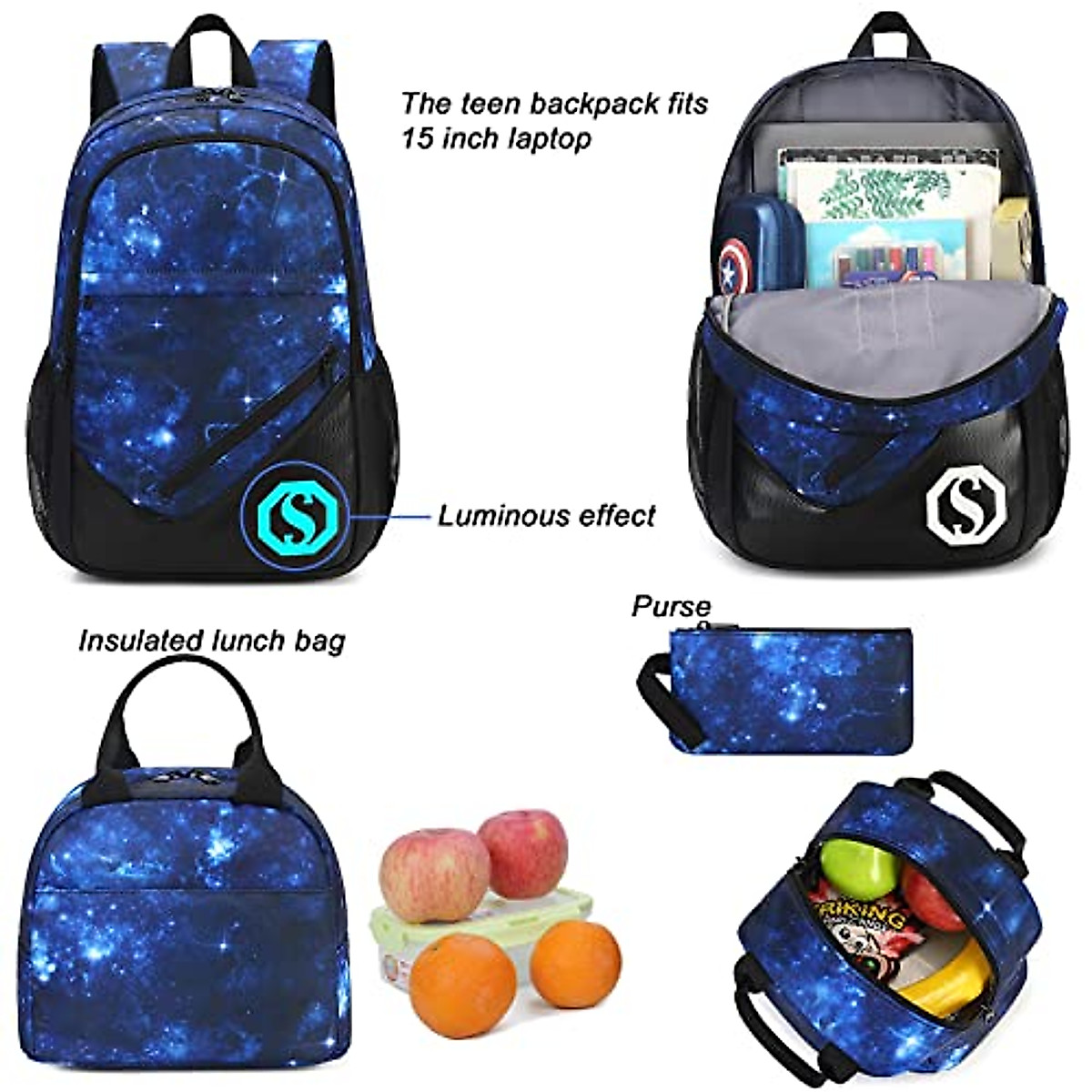 BTOOP School Backpacks Girls Bookbag Cute Lightweight Backpack Kids Lunch bag and Pencil case