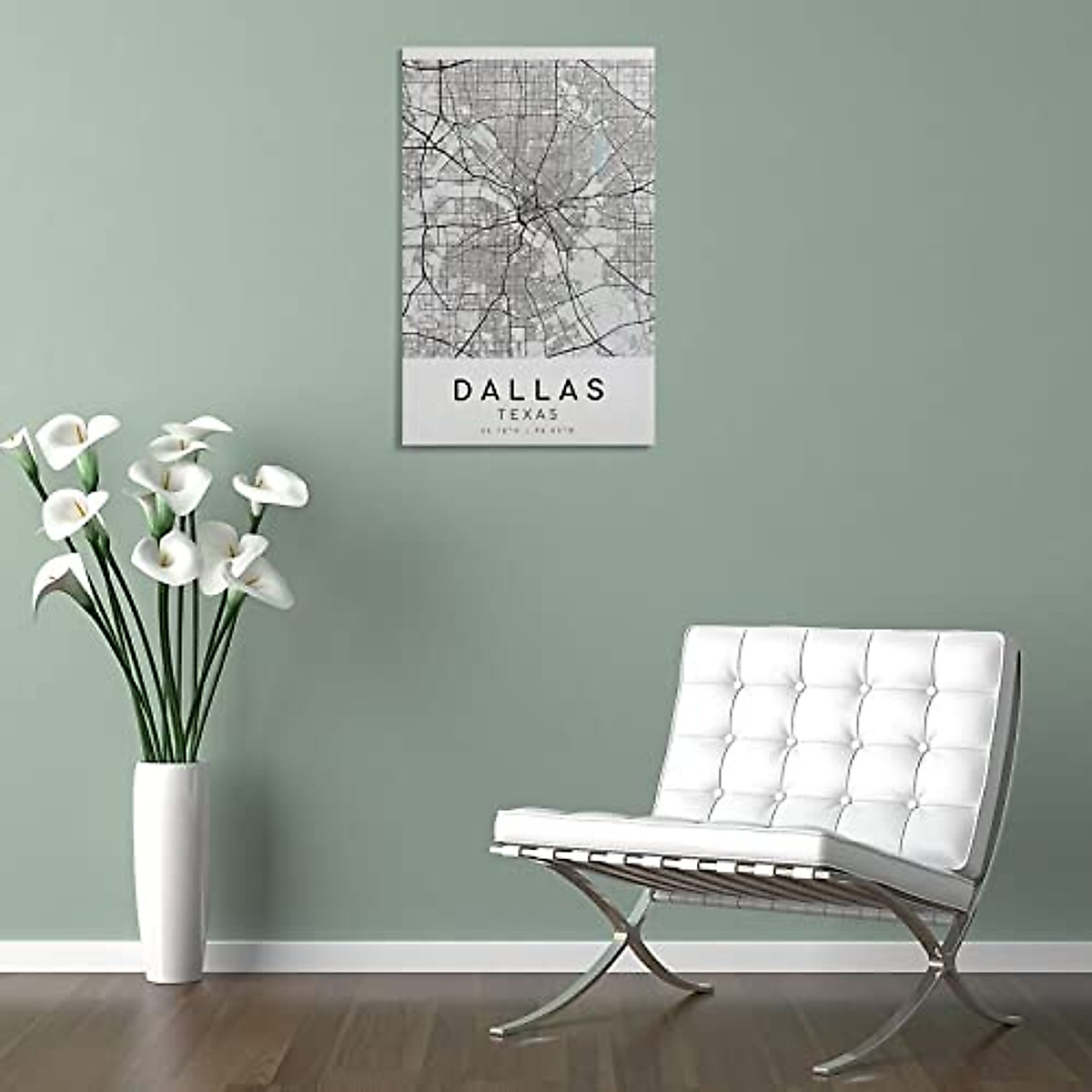 Dallas City Map, Texas Texas USA Minimalist Map, Map Print, City Map Poster, Modern Map Print, Weddi Poster Decorative Painting Canvas Wall Art Living Room Posters Bedroom Painting 20x30inch(50x75cm)