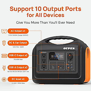 OUPES 1800W Portable Power Station with 200W Panels,1488Wh Solar Generator with 3 1800W AC Outlets, Emergency LiFePO4 UPS Battery Backup (4000W Peak) for Home Use, Camping