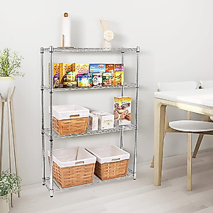 Doredo 4 Tier Wire Shelving Unit, Height Adjustable Wire Shelves with 265 LBS Capacity, Metal Wire Rack Shelving for Laundry, Kitchen, Pantry, Closet (14" D x 35.5" W x 47" H, Chrome)