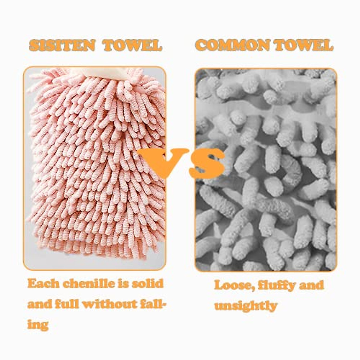 sisiten Chenille Hand Towels for Bathroom 、Kitchen and Bedroom |Hanging Hand Drying Towel with Button Loop | Funny Hedgehog Hand Towel | 4 Packs