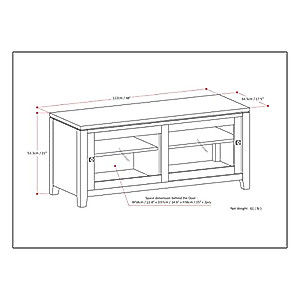 SIMPLIHOME Cosmopolitan SOLID WOOD 48 Inch Wide Contemporary TV Media Stand in Black for TVs up to 55 Inch, For the Living Room and Entertainment Center