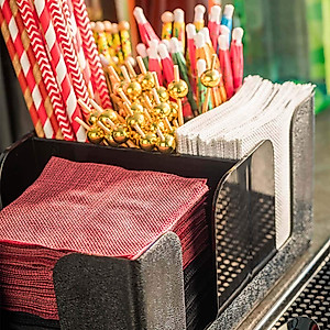 Restaurantware 9.5 x 5.8 x 4.2 Inch Bar Caddy, 1 Pebbled Napkin Holder-6 Compartments, Organize Straws, , or Condiments, Black Plastic Bar Organizer, For Homes, Bars, Restaurants, or Offices