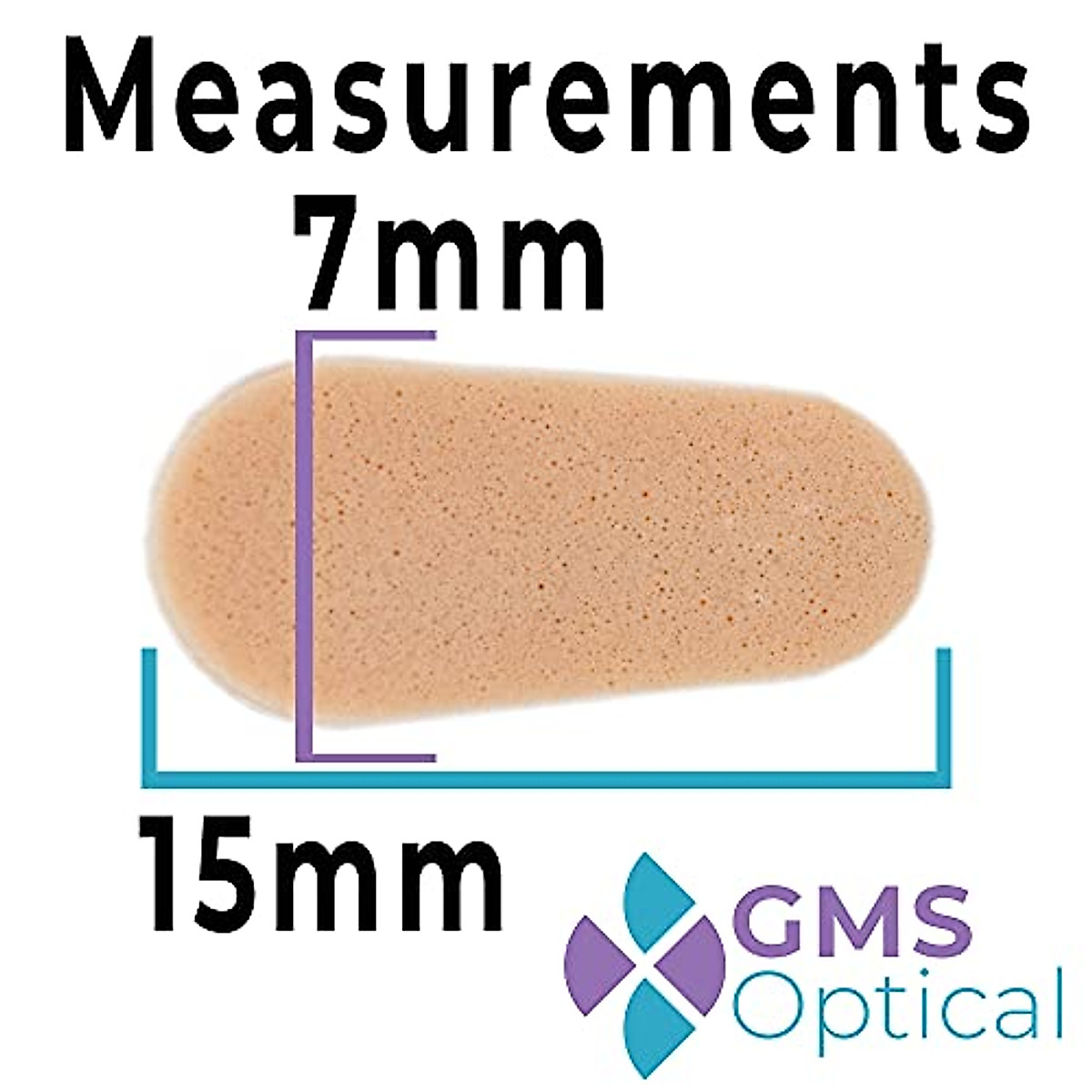 GMS Optical Symmetrical Self-Adhesive Soft Foam Nose Pads for Glasses, Sunglasses, and Eye-Wear, and More - Great for Plastic Frames – 15mm (5 Pair, Peach)