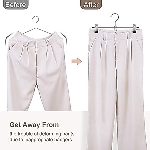 Add-On Metal Pants Hangers with Clips,ESEOE Skirt Hangers Space Saving with Cascading Hook,Adjustable Non-Slip Clip Hangers for Pants, Jean, Shorts, Heavy Duty Skirt Hangers for Women,10 Pack