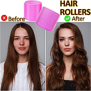 BESSEEK Hair Rollers Sets, 12 Pcs Self Grip Salon Hair Dressing Curlers, Jumbo Large Rollers for Long Short Hair, DIY Curly Hairstyle for Women, Heat-free Hair Curlers (6XLarge+6XMedium)