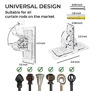 Antimbee 12 Pcs Adhesive Curtain Rod Holder, Stick on Wall Curtain Rod Hanging Bracket for Window, Shower