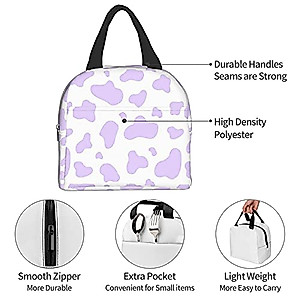Ucsaxue Purple Cow Lunch Box Reusable Lunch Bag Picnic Insulated Cooler Travel Tote Bags School Container For Teen Boys Girls Lunch Boxes