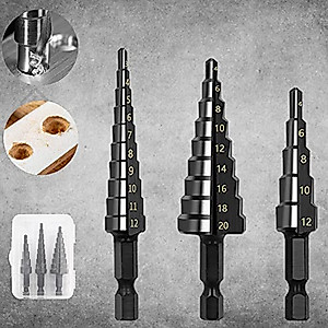 Hex Handle Step Drill Bit, Heat Treatment Step Drill Bit Non Slip for Metal