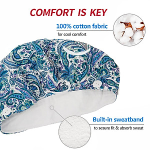 Working Cap with Button and Sweatband Adjustable Bouffant Hats for Women Men One Size (Heart Beat on Black)