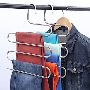 Pant hangers save space -2-piece wardrobe with multiple layers and multifunctional use, hanger organizer, loose pants scarf (2-piece set)