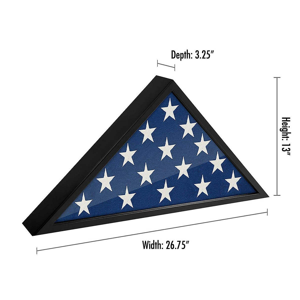 Americanflat Large Flag Display Case for Burial Flag - Fits Folded 5 x 9.5' Flag - Military Flag Case - Silhouette Collection - Flag Box Display Case for Wall or Tabletop - Black