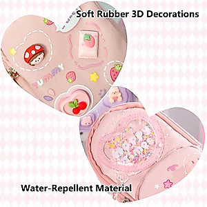 UINSUE Mini Backpack Pencil Case Art Marker Storage Canvas Makeup Pocket Small Gadget Bag Organizer Random Free of Highlighters (Pink)