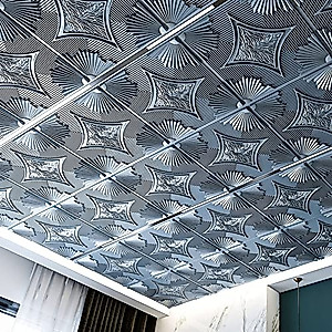 Art3d Drop Ceiling Tiles 24x24 in Grey (12-Pack, 48 Sq.ft), 3D Wainscoting Panels Glue Up 2x2