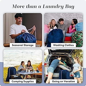 Laundry Bag - Locking Drawstring Closure and Machine Washable. These Bags will Fit a Laundry Basket or Hamper and Strong Enough to Carry up to Three Loads of Clothes. (Denim)