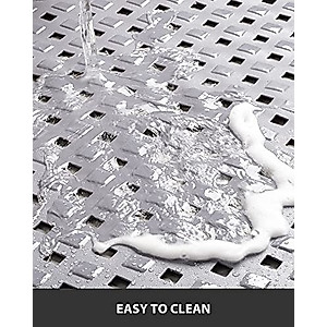 Shower Bathtub Mat Non-Slip, Machine Washable Shower Mat with Suction Cups and Drain Holes Square Bath Tub Mat for Tub or Shower Room for Kids & Elderly 21x21 Grey