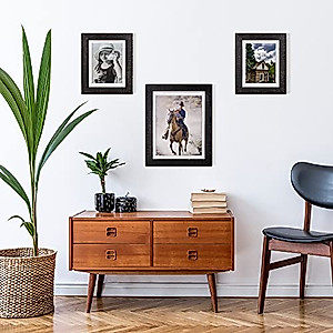 Robhomily 8x10 Black Picture Frame Solid Textured Wood with Real Glass, 8X10 Rustic Farmhouse Distressed Photo Frame for Wall or Tabletop Display, 8x10 Black Wood Frame for Home and Office Decor