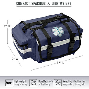 NOVAMEDIC Professional Empty Blue First Responder Bag, 17" x 9" x 7", EMT Trauma First Aid Carrier for Paramedics and Emergency Medical Supplies Kit, Lightweight and Durable