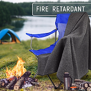 Jmr Usa Inc. Military Wool Blanket for Camping and Everyday Use, Fire Retardant Extra Thick and Warm Outdoor Wool Blanket, 70% Wool, Grey, Size 62X84.