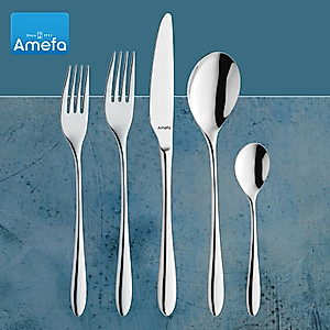 Amefa Cuba 20-piece Premium 18/10 Stainless Steel Flatware Set, High Gloss Mirror Finish, Silverware Set Service for 4, Dishwasher Safe, Rust resistant Cutlery.